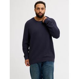 Jack & Jones PlusSize Herren Strickpullover "JPRBLUBARKLEY KNIT CREW NECK PLS"night sky detail:solid, Gr. 5XL, JACK & JONES PLUSSIZE, unifarben, Strick, Obermaterial: 100%