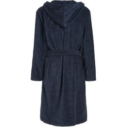 Bademantel, blau, Tommy Hilfiger Underwear, Baumwoll-Webfrottier, Hausm&auml;ntel, mit aufgesetzten Taschen