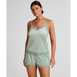 Hunkem&ouml;ller HUNKEM&Ouml;LLER Damen Pyjama "Samit-Spitzen-Short", Gr. Lgr&uuml;n, 95% Polyester, 5% Elasthan, Homewear-Sets
