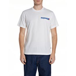 T-Shirt Replay, Jungen, Gr. XL, natural wei&szlig;, Jersey, Obermaterial: 100% Baumwolle, bedruckt, regular fit h&uuml;ftlang, Rundhals, abgesteppte Kante, Shirts T-Shirt, mit Racing-Print