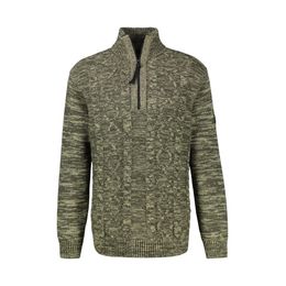 Lerros Herren Sweatshirt "Herren Stricktroyer mit Zopfmuster"urban gr&uuml;n melange, Gr. XXXL, 60% Baumwolle, 40% Polyacryl, Sweatshirts