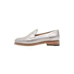 Loafer Henry Stevens "Lee PL", Damen, Gr. 38,5, silber, Leder, Schuhe Loafer