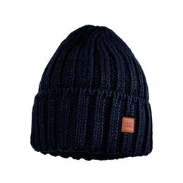 MaxiMo Jungen Strickm&uuml;tze, blau, Gr. 51, unifarben, Strick, Wollmischung, M&uuml;tzen, Breiter Umschlag, Grobstrick, gef&uuml;ttert