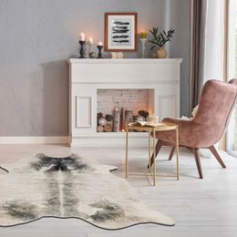 Fellteppich Gino Falcone, B:100cm H:3mm L:130cm, bunt, Kunstfaser, Teppiche, "Emilia", Kunstfell, bedruckt, Kuhfell-Optik, ideal im Wohnzimmer &