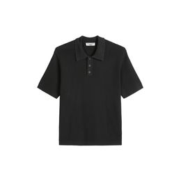 Marc O'Polo Herren Poloshirtbroken graphite, Gr. S, MARC O'POLO DENIM, Strick, Obermaterial: 100% Baumwolle, Shirts, mit Waffelstruktur, regular fit