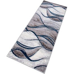 Teppich OTTO HOME, B:67cm H:9mm L:230cm, blau, Kunstfaser, Wohnzimmer, Teppiche, "Tritom", mit besonders weichem Flor, Kurzflor, modernes Wellen