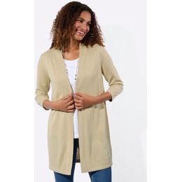 Inspirationen Damen Longstrickjackesand, Gr. 42, unifarben, 50% Baumwolle, 50% Polyacryl, Strickjacken