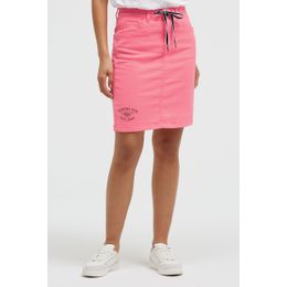 SOCCX Damen Jeansrock, pink, Gr. XXXL, bedruckt, Sweatware, Material: 86% Baumwolle, 13% Polyester, 1% Elasthan, R&ouml;cke, mit Baumwolle