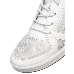 Ara Damen Slip-On Sneaker "ROMA", Gr. 4,5wei&szlig;, silberfarben, Glattleder, Textil, Reptilienpr&auml;gung, Schuhe, Freizeitschuh, Halbschuh, Schn&uuml;rschuh in
