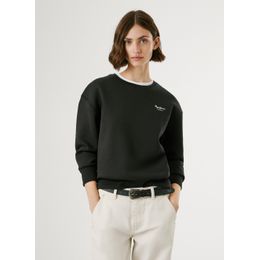 Pepe Jeans Damen Sweatshirt "BABI", schwarz, Gr. S, unifarben, Sweatware, Obermaterial: 70% Baumwolle, 30% Polyester, Sweatshirts, mit Rundhals und