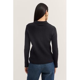Bugatti Damen Polokragenpullover "Kaschmir-Mix", schwarz, Gr. M, unifarben, 40% Wolle, 30% Viskose, 20% Polyamid, 10% Kaschmir, Pullover, aus
