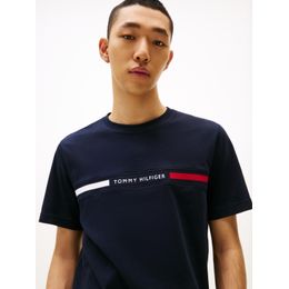Tommy Hilfiger Herren T-Shirt "HILFIGER CHEST INSERT", blau, Gr. S, Single Jersey, Obermaterial: 100% Baumwolle, Shirts