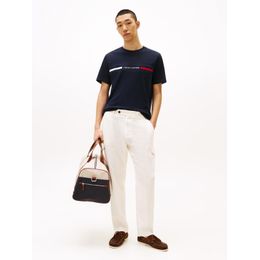 Tommy Hilfiger Herren T-Shirt "HILFIGER CHEST INSERT", blau, Gr. M, Single Jersey, Obermaterial: 100% Baumwolle, Shirts