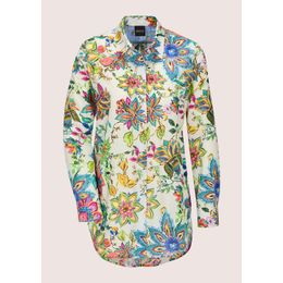 Madeleine Mode MADELEINE Damen Langarmbluse "Hemdbluse Sommerbluse mit floralem Muster", blau, Modern, Gr. 38, Obermaterial: 100% Baumwolle CO., Blusen, Unikatprint