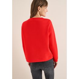 Cecil Damen Sweatshirt, rot, Gr. M, bestickt, unifarben, Sweatware, Obermaterial: 54% Polyester, 46% Baumwolle, Sweatshirts, mit Stickerei