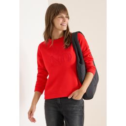 Cecil Damen Sweatshirt, rot, Gr. XL, bestickt, unifarben, Sweatware, Obermaterial: 54% Polyester, 46% Baumwolle, Sweatshirts, mit Stickerei