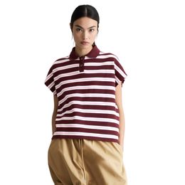 Marc O'Polo Damen Poloshirt "aus Heavy Jersey"dunkelrot, Gr. S, MARC O'POLO DENIM, gestreift, Obermaterial: 100% Baumwolle, Shirts