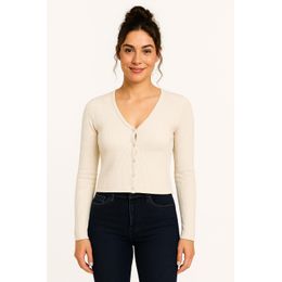 Only Damen Strickpullover "ONLRICA LIFE LS VNECK PEARLCARD KNT", wei&szlig;, Gr. XS, unifarben, Strick, Obermaterial: 93% Polyester, 4% Nylon, 3% Elasthan,