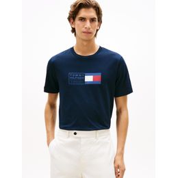 T-Shirt Tommy Hilfiger "BRAND LOVE TEXT BOX", Jungen, Gr. S, desert sky, Single Jersey, Obermaterial: 100% Baumwolle, normal normal, Rundhals, Shirts T-Shirt, regular fit, gerippter Rundhals