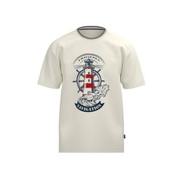 TRIGEMA Herren T-Shirt "TRIGEMA T Shirt mit Leuchtturm Motiv", beige, Basic, Gr. XXXL, Single Jersey, 100% Baumwolle, Shirts