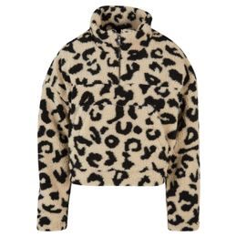 Urban Classics Damen Trainingskapuzenpullover "Urban Classics Damen Ladies Short AOP Sherpa Troyer"sandleo, Gr. L, mehrfarbig, 100% Polyester,