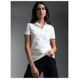 TRIGEMA Damen Poloshirt "TRIGEMA Polo Shirt im Marine Design"wei&szlig;, Basic, Gr. XL, Piqu&eacute;, 100% Baumwolle, Shirts