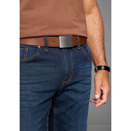 MAN'S WORLD MAN'S WORLD Herren Koppelg&uuml;rtel, braun, Basic, Gr. 125, unifarben, Rindsleder, G&uuml;rtel, mit zeitloser mattsilberne Koppelschlie&szlig;e bis Gr. 135 - NEW