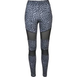 Urban Classics Damen Leggings "Urban Classics Damen Ladies Tech Mesh AOP Leggings"snowleo, Gr. XXXL, 77% Polyester, 23% Elasthan, Hosen