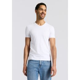 Hugo Herren T-Shirt "Hugo-V"wei&szlig;100, Gr. XXXL, unifarben, Single Jersey, Obermaterial: 96% Baumwolle, 4% Elasthan, Shirts, V-Ausschnitt, Slim-Fit,