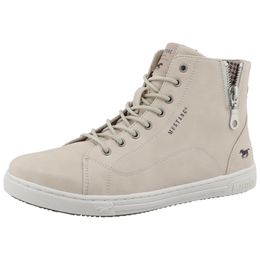 Winterstiefelette Mustang Shoes "Tuala", Damen, Gr. 39, beige (&eacute;cru), Lederimitat, Schuhe Winterstiefelette, Schn&uuml;rboots mit Rei&szlig;verschluss