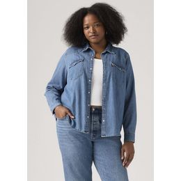 LEVI'S&reg; PLUS LEVI'S PLUS Damen Jeansbluse "PL ULTIMATE WESTERN T3", blau, Gr. XXL, unifarben, Web, Obermaterial: 100% Baumwolle, Blusen, mit Taschen