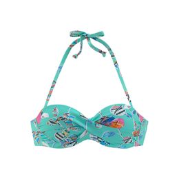 Sunseeker Damen B&uuml;gel-Bandeau-Bikini-Top "Jam", bunt, Gr. 34, bedruckt, floral, Microfaser, Bikini-Oberteile, mit Wickeloptik