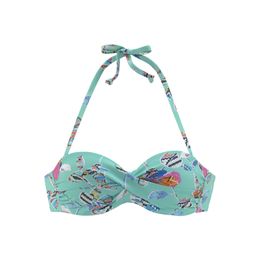 Sunseeker Damen B&uuml;gel-Bandeau-Bikini-Top "Jam", bunt, Gr. 32, bedruckt, floral, Microfaser, Bikini-Oberteile, mit Wickeloptik