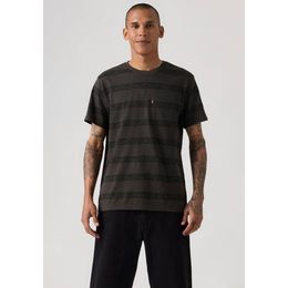 Levi's T-Shirt LEVI'S "CLASSIC POCKET TEE MULTI-COLOR", Jungen, Gr. L, braun (kabir paisley stripe schwarz phantom), Jersey, Obermaterial: 100% Baumwolle, gemustert, Rundhals, Shirts T-Shirt