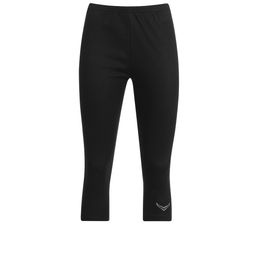 TRIGEMA Damen Leggings "TRIGEMA Leggings 3/4 mit Kristallsteinen", schwarz, Basic, Gr. S, Feinripp, 95% Baumwolle, 5% Elastan, Hosen