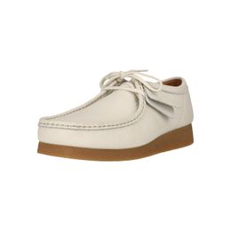 Clarks Herren Schn&uuml;rschuh "Wallabee EVO", Gr. 44, wei&szlig;, Leder, Schuhe, mit Kieselkrepp-Effekt