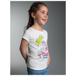 TRIGEMA M&auml;dchen T-Shirt "TRIGEMA T Shirt mit Printmotiv "Summer Party""wei&szlig;, Basic, Gr. 140, Single Jersey, 100% Baumwolle, Shirts