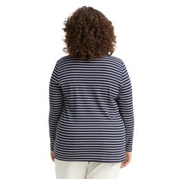 Tom Tailor PLUS Damen Langarmshirt, wei&szlig;, Gr. 50, gestreift, Single Jersey, Obermaterial: 97% Baumwolle, 3% Elasthan, Shirts, im Streifen-Design