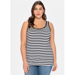sheego Damen Tanktop, schwarz-wei&szlig;, Gr. 46, gemustert, gestreift, 100% Baumwolle, Tops