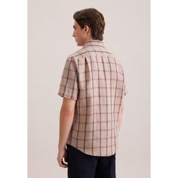 Seidensticker Herren Leinenhemd "Schwarze Rose", beige, Gr. 44, kariert, 100% Leinen, Hemden, Regular 1/2 Kentkragen Karo