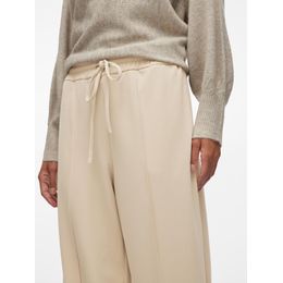 Vila Damen Schlupfhose "VICLUA HW WIDE PANTS-NOOS", beige, Gr. XL, unifarben, Milano Rib, Obermaterial: 95% Polyester, 5% Elasthan, Hosen, Materialmix