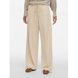 Vila Damen Schlupfhose "VICLUA HW WIDE PANTS-NOOS", beige, Gr. L, unifarben, Milano Rib, Obermaterial: 95% Polyester, 5% Elasthan, Hosen, Materialmix