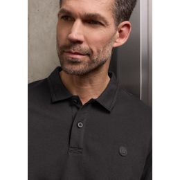 Street One MEN Herren Poloshirt, schwarz, Gr. L, unifarben, Web, 95% Baumwolle, 5% Elasthan, Shirts, aus Baumwolle mit Stretchante