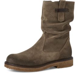Tamaris Damen Stiefelette, Gr. 38, gr&uuml;n, Veloursleder, used, Schuhe, Blockabsatz, Kurzstiefel mit praktischem Innenrei&szlig;verschluss