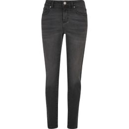 Urban Classics Damen Bequeme Jeans "Urban Classics Damen Ladies Mid Waist Skinny Jeans"schwarzwashed, Gr. 28, unifarben, 50% Baumwolle (Bio), 48%