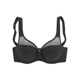 Damen Minimizer-BH, NUANCE BY LASCANA, Gr. 80, schwarz, Spitze, Obermaterial: 82% Polyamid, 12% Elasthan, 6% Polyester, Basic, BHs, mit B&uuml;gel und