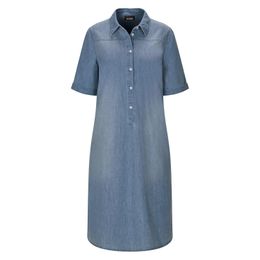 GOLDNER Damen Sommerkleid "Kurzgr&ouml;&szlig;e Baumwollkleid mit heller Waschung", blau, Gr. 21, Obermaterial: 100% Baumwolle CO., Kleider, Nahttaschen an der