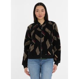 Ragwear Damen Fleecejacke "CAIRRO PRINT", schwarz, Gr. L, gemustert, Fleece, Obermaterial: 100% Polyester, Jacken, mit Rei&szlig;verschluss, aus Kunstfaser