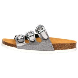 Lico M&auml;dchen Pantolette "Pantolette Bioline Kids Glitter", Gr. 34, silber, Synthetik, Schuhe