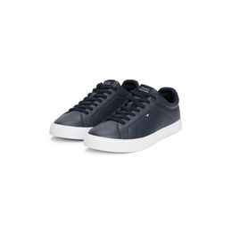 Tommy Hilfiger Herren Sneaker "ICON COURT LTH FLAG ESS", Gr. 48, blau, Leder, Lederimitat, Schuhe, Freizeitschuh, Halbschuh, Schn&uuml;rschuh mit kleiner